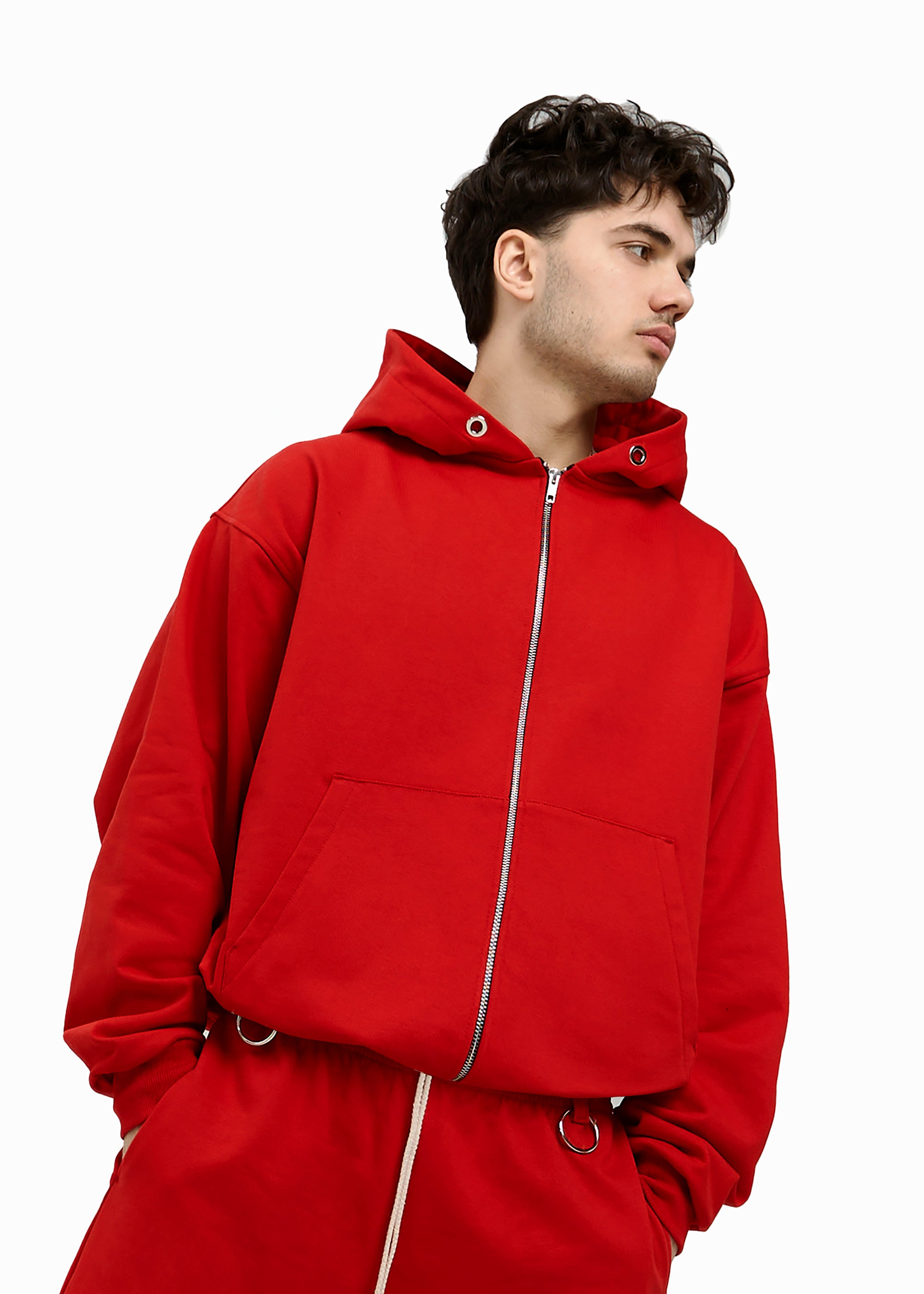 BASIC red zipped hoodie